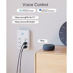 GHome Smart Plug Outlet Extender, USB Surge Protector 3 Individually Controlled Outlets and 3 USB Ports, WiFi Plug Works with Alexa Google Home, Outlet Timer Wall Adapter, 2.4GHz Wi-Fi Only, 15A/1800W