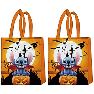 QICI Stitch Halloween Favor Bags 15 Packs, 11.8 x 9.8 x 3.9 Inches Large Size with Handle Stitch Halloween Tote Bags,Reusable Non-Woven Gift Bags for Stitch Halloween Party Decorations