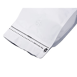 50 Count 16 Ounce Matt White Aluminum Foil Coffee Bags, Stand Up/Flat Bottom Coffee Pouches with Air Release Valve and Reusable Side Zipper (50, 16OZ, 1LB, 500G)