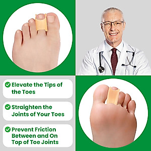 Bukihome Hammer Toe Straightener - 6 Pack Toe Splints - Soft Gel Hammer Toe Cushion - Realign Bent, Curled, Crooked, Claw, Hammer Toes - Toe Corrector for Men and Women, Medium Size