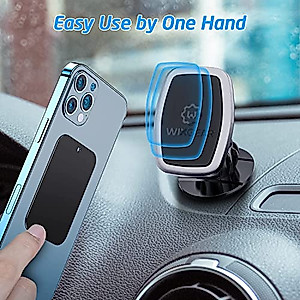 WixGear Universal Stick On Swivel Mount (2 Pack) Dashboard Magnetic Phone Holder for Car, Phone Mount for Car for Cell Phones and Mini Tablets with Fast Swift-snap (New Upgraded Mount)