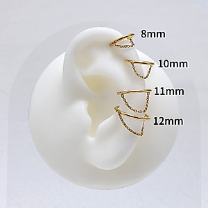 FINE4U Conch Piercing Jewelry Hoop 16G 12mm, ASTM F136 Titanium Cartilage Hoop Earrings for Women & Men, Body Implant Grade Nose Rings, Hypoallergenic Hinged Clicker