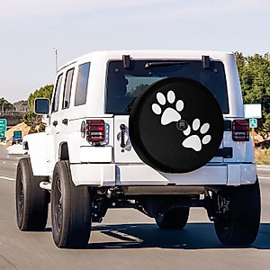 Foruidea Paw Print Spare Tire Cover with Backup Camera Hole Wheel Tire Cover Fit Trailer, RV, SUV and Many Vehicle 17inch