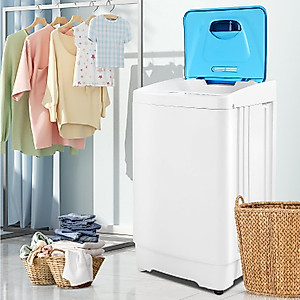 Nictemaw Portable Washing Machine 17.8Lbs Portable Washer 2.3 Cu.ft Full Automatic Washer and Dryer Combo with 8 Programs 3 Water Temps 3 Water Levels, Drain Pump, Wheels, for Apartment Home RVs