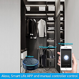 TORCHSTAR Voice Control Smart LED Safe Lighting Kit, (4) 12 Inch Dimmable Linkable Light Bars, Compatible with Alexa&Rocker Switch, 100-240V UL Power Adapter 900LM for Under Cabinet, 5000K Daylight