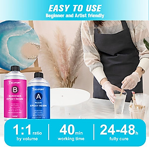 Teexpert Epoxy Resin Crystal Clear: 64OZ Epoxy Resin kit Fast Curing Heat Resistant for Casting Coating Art DIY Craft Jewelry Wood Table Top Flower Preservation- 2 Part(32OZ Resin and 32OZ Hardener)