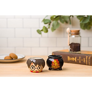 Silver Buffalo Harry Potter Gryffindor Cauldron 2pc Ceramic 3D Sculpted Mini Cup Set, Perfect as a Sugar, Cream, or Milk set, 3.5 Ounces