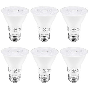 YGS-Tech 6 Pack PAR20 LED Light Bulbs, 7W Dimmable Flood Bulbs (50W Equivalent), LED Spotlight Bulb, 4000K Nature White, CRI80+, 500 Lumens, E26 Base, 25,000 HRS, Indoor/Outdoor - UL Listed