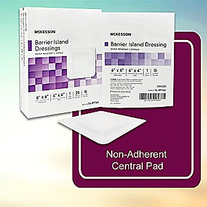 McKesson Barrier Island Dressing, Sterile, Water-Resistant, 6 in x 6 in, 25 Count, 1 Pack