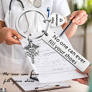WUSUANED Registered Nurse Retirement Keychain Nurses Week Gifts No One Can Ever Fill Your Shoes Nursing Graduation Gift for Nurse Practitioner 2023