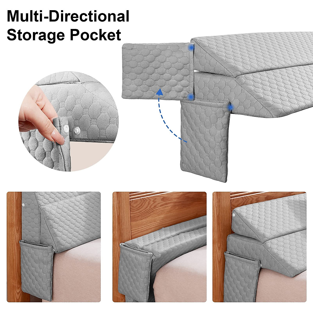 EUHAMS Queen Size Bed Wedge Pillow - Bed Gap Filler Mattress Wedge Headboard Pillow Close The Gap 0-7" Between Your Headboard and Mattress or Wall for Sleeping Backrest Pillow (60"x10"x6" Gray)