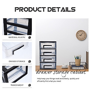 Storage Cabinet Plastic 4 Drawer Wide Storage Drawer, Plastic Clear Storage and Organizer Cabinet for Bathroom, Closet, Craft Room, Garage, Kids Room, Office, Pantry, Desktop