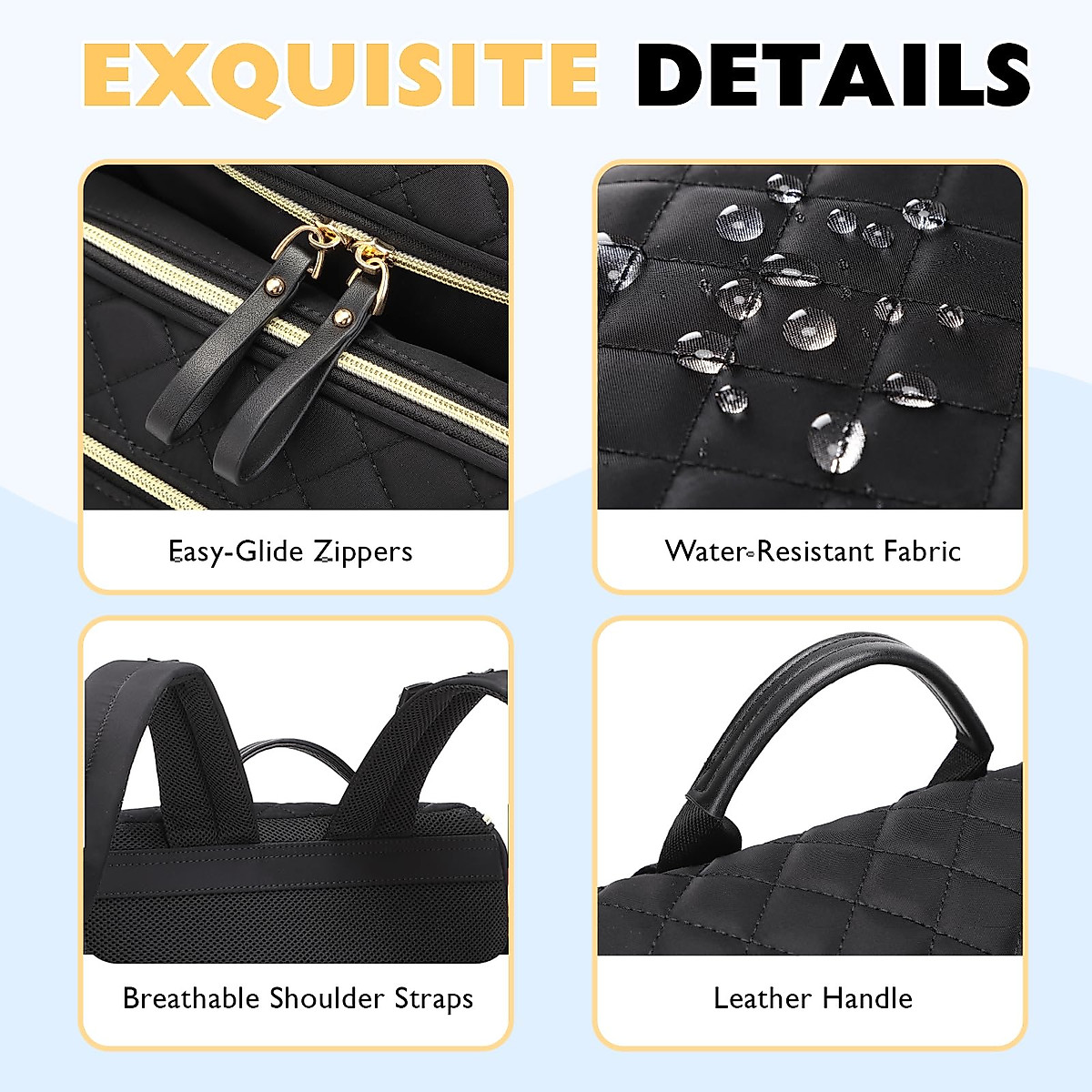 LORADI Large Capacity Diaper Bag Backpack with Storller Clips, Water-Resistant Travel Backpack with Anti-Theft Pocket, Black