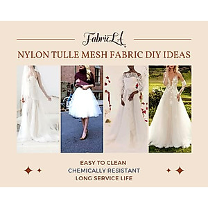 FabricLA 100% Nylon Tulle Mesh Fabric - Wedding Tulle Veil Fabric - 108" Wide (270 CM) Tulle Fabric Bolt of 50 Yard - Use as Wedding Gowns, Wedding Veils, Dresses, & Interior Design - Ivory