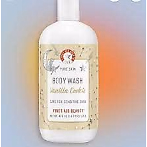 First Aid Beauty Pure Skin Body Wash Vanilla Cookie Deep Cleansing, Limited Edition Holiday Collection 16 fl oz