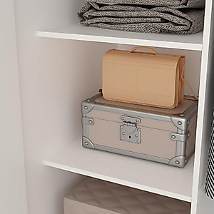 ECACAD Wardrobe Armoire with 5 Shelves, Hanging Rod & 2 Doors, Wooden Closet Storage Cabinet for Bedroom, White (31.5”W x 19.1”D x 70.9”H)