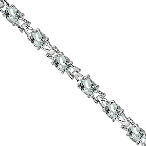 B. BRILLIANT Sterling Silver Light Aquamarine 6x4mm Oval-cut Link Tennis Bracelet for Women