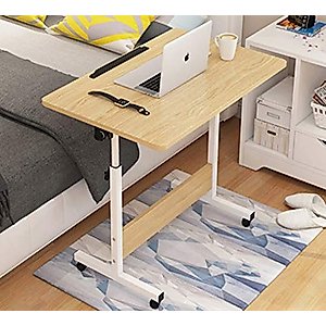 Multifunctional Desk Movable Computer Laptop Desk Study Writing Desk Adjustable with Keyboard Tray for Home Office (Color : Beige)