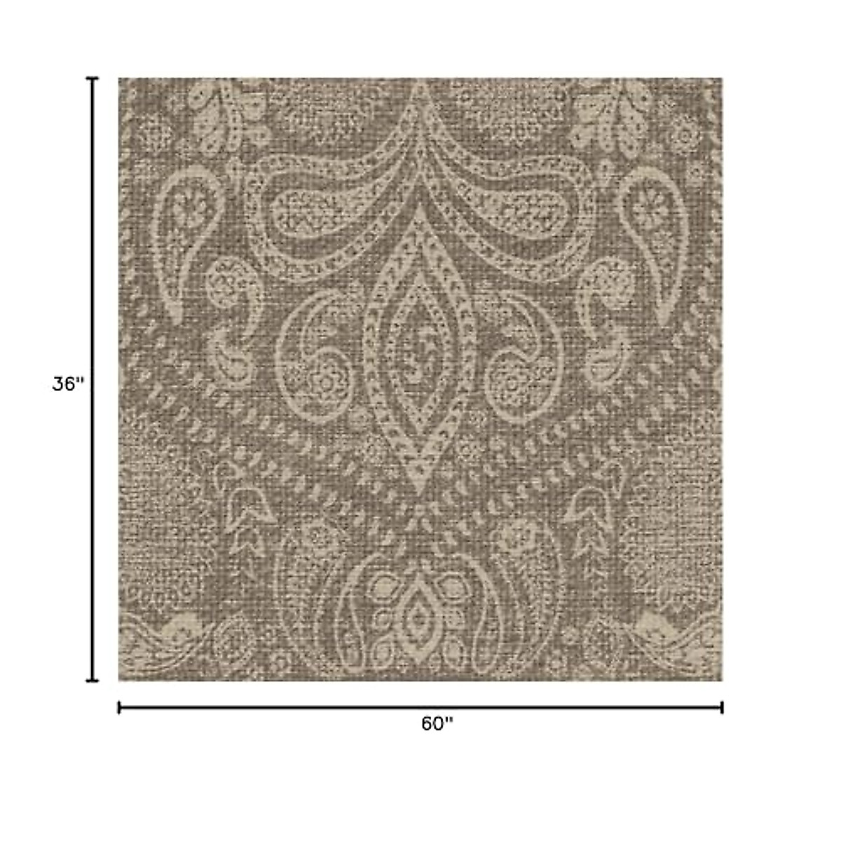 RUGGABLE Washable 3x5 Area Rug, Paisley Prom Dark Tan, Premium Rugs for Living Room, Bedroom, Kitchen, Office, Classroom with Gripper Non Slip Pad, Iris Apfel