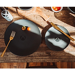 Ukonic Xbox Matte Black 8-Piece Ceramic Dinnerware Set | Includes Salad Plates, Soup Bowls, Mugs