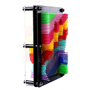 Sharkwill 3D Pin Art Sensory Toy Rainbow Needles Fidget Palm Board Extra Large(6 x 8 Inches) Arouse Sense of Imagination Innovative Boundless Creativity