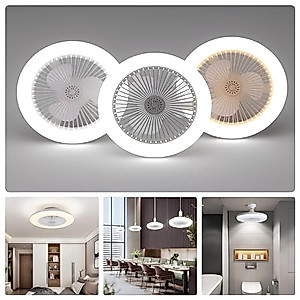 Socket Fan Light, Socket Fan Ceiling Fan with Light and Remote, LED Light Bulb Fan, Screw in Ceiling Fan in Light Socket, Quiet Ceiling Fan for Kitchen Bathroom Store Room Garage (White) (White)