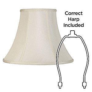 Creme Medium Bell Lamp Shade 7" Top x 14" Bottom x 11" Slant x 10.5" High (Spider) Replacement with Harp and Finial - Springcrest
