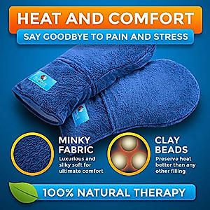 Microwavable Therapy Mittens with Flaxseed – Moist Heat Therapy Relief for Hands and Fingers in Cases of Stiff Joints, Trigger Finger, Inflammation, Raynaud's, Carpal Tunnel – Natural Unscented Gloves