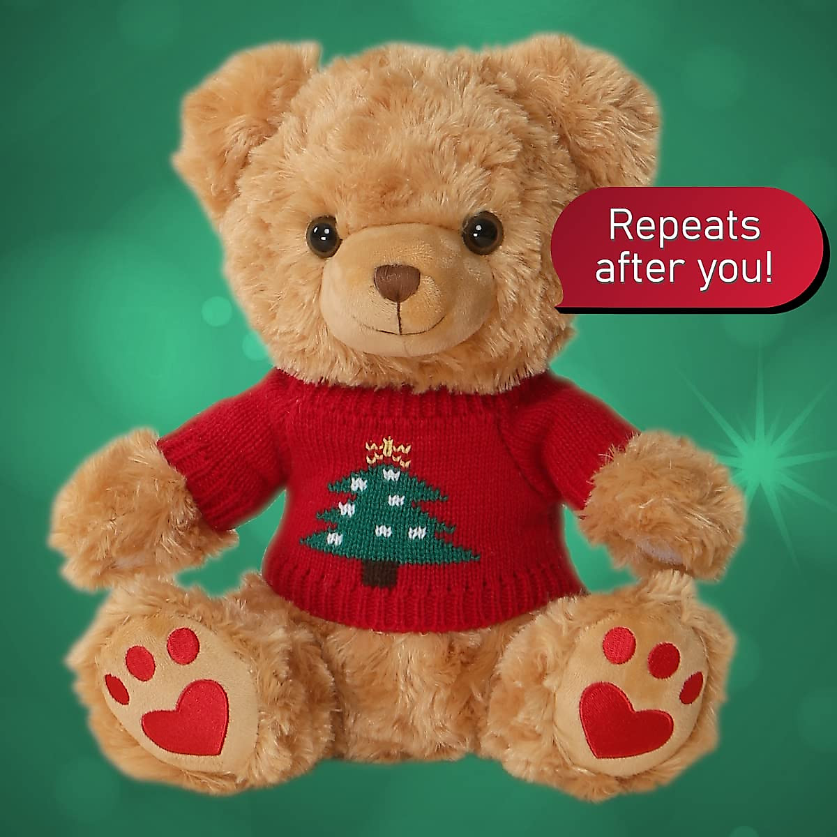 Zillywood 9" Talking Teddy Bear Repeats What You say. Repeating Talking Teddy Bear Gift for her. I Love You Gifts for Valentine's Day, Mother's Day with Removable Plush Heart (Repeating Teddy Bear)