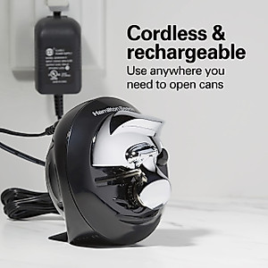 Hamilton Beach Walk 'n Cut Electric Can Opener for Kitchen, Use On Any Size, Automatic and Hand-Free, Cordless & Rechargeable, Easy Clean Removable Blade, Black (76501G)