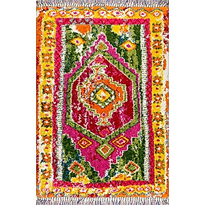 nuLOOM Destiny Medallion Shag Area Rug, 5' 3" x 7' 6", Multi