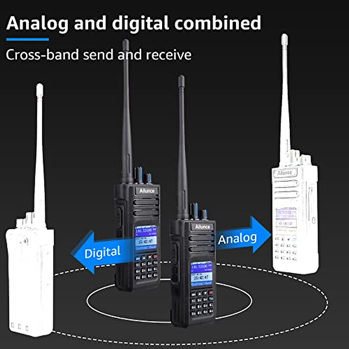 Ailunce HD1 Ham Radio, DMR Handheld Two Way Radio, Dual Band Portable Radio, Digital Radio with GPS, FM Radio 3200mAh Rechargeable SMS, Long Range Walkie Talkie for Hunting Hiking (Black 1 Pack)