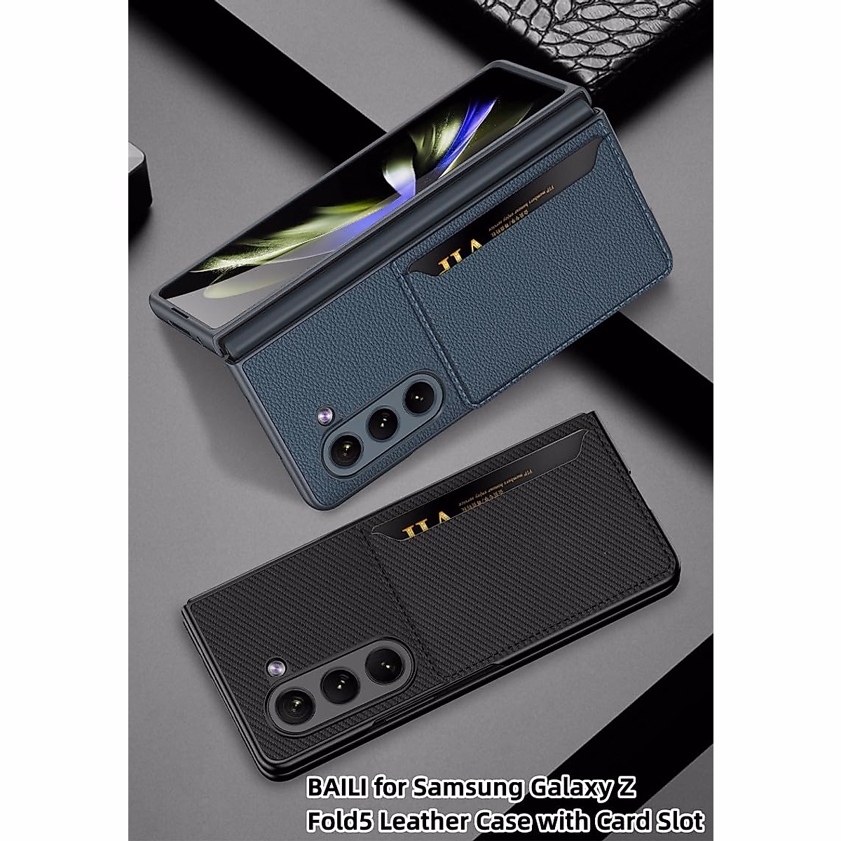 BAILI for Samsung Galaxy Z Fold5 Leather Wallet Case,Galaxy Z Fold 5 Case with Card Slots,Galaxy Z Fold 5 Case with Card Holder,Military Grade Drop Protective Cover for Fold5-Wine Red