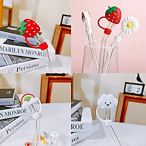 7pcs Straw Covers Cap for Drinking, Straw Tip Cap Reusable Straw Toppers, Anti-dust Straw Tips for 6-8 mm Straws Silicone