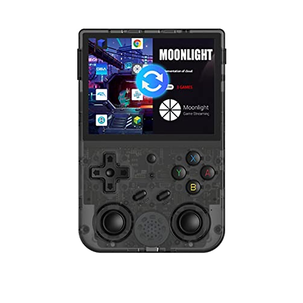 RG353V Handheld Game Console 16G + 128G TF Card, 3.5-Inches Display Dual OS Android 11, Linux System Support 5G WiFi 4.2 Bluetooth, RK3566 Chip Built-in 15000+ Classic Games (Black Transparent)