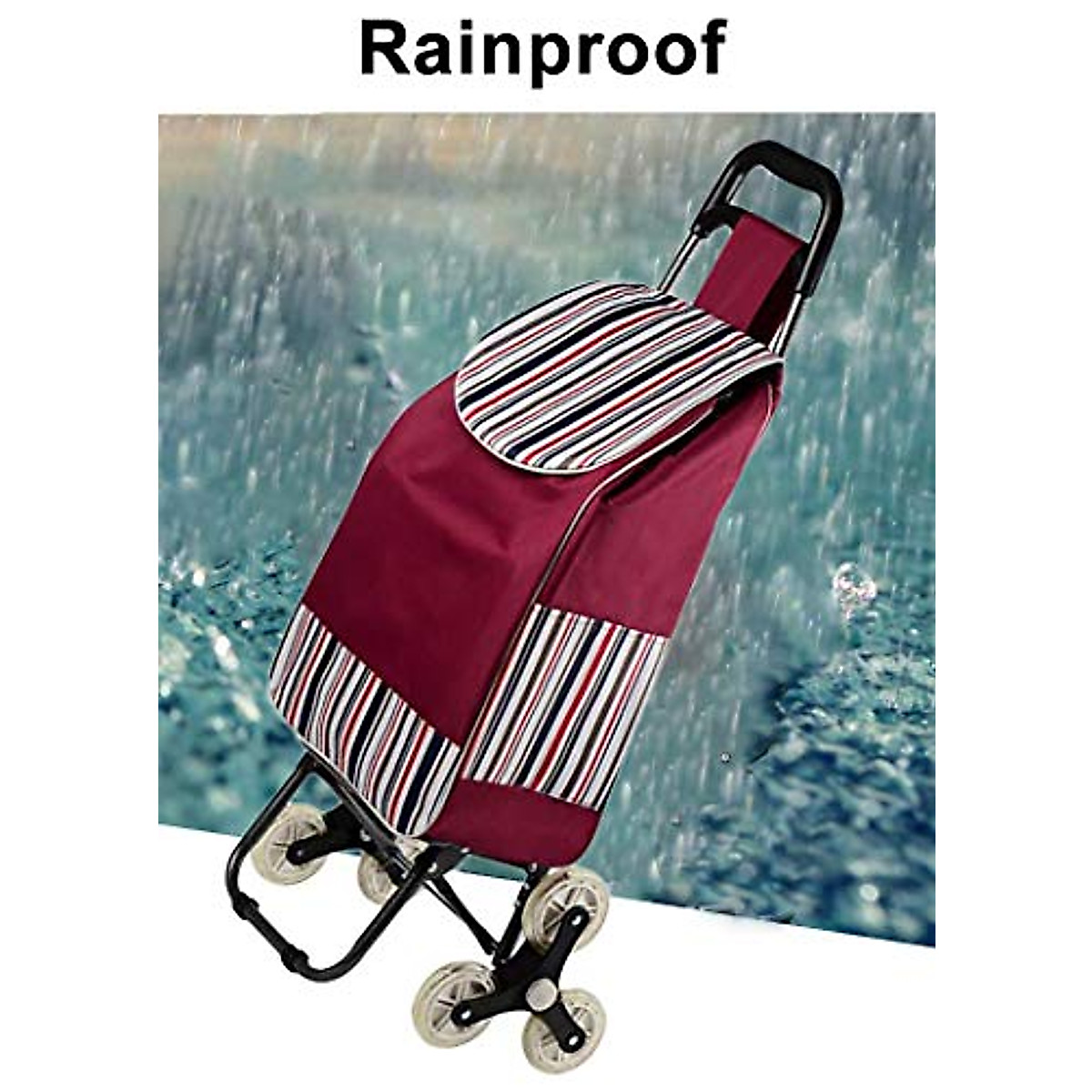 Collapsible Folding Wagon, Shopping Trolley, Folding Shopping Cart on Wheels Large and Lightweight Utility Trolley with Swivel Front Wheels,Detachable