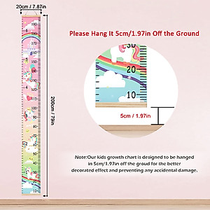 HIFOT Kids Growth Chart Height Measuring Chart, Unicorn Canvas Wall Hanging Rulers for Baby Children Girls Bedroom Decor 74.8''* 7.87''