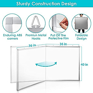 Large Magnetic Whiteboard, maxtek 72 x 40 Magnetic Dry Erase Board Foldable with Marker Tray 1 Eraser 3 Markers and 6 Magnets| Wall-Mounted Aluminum Memo White Board for Office Home and School