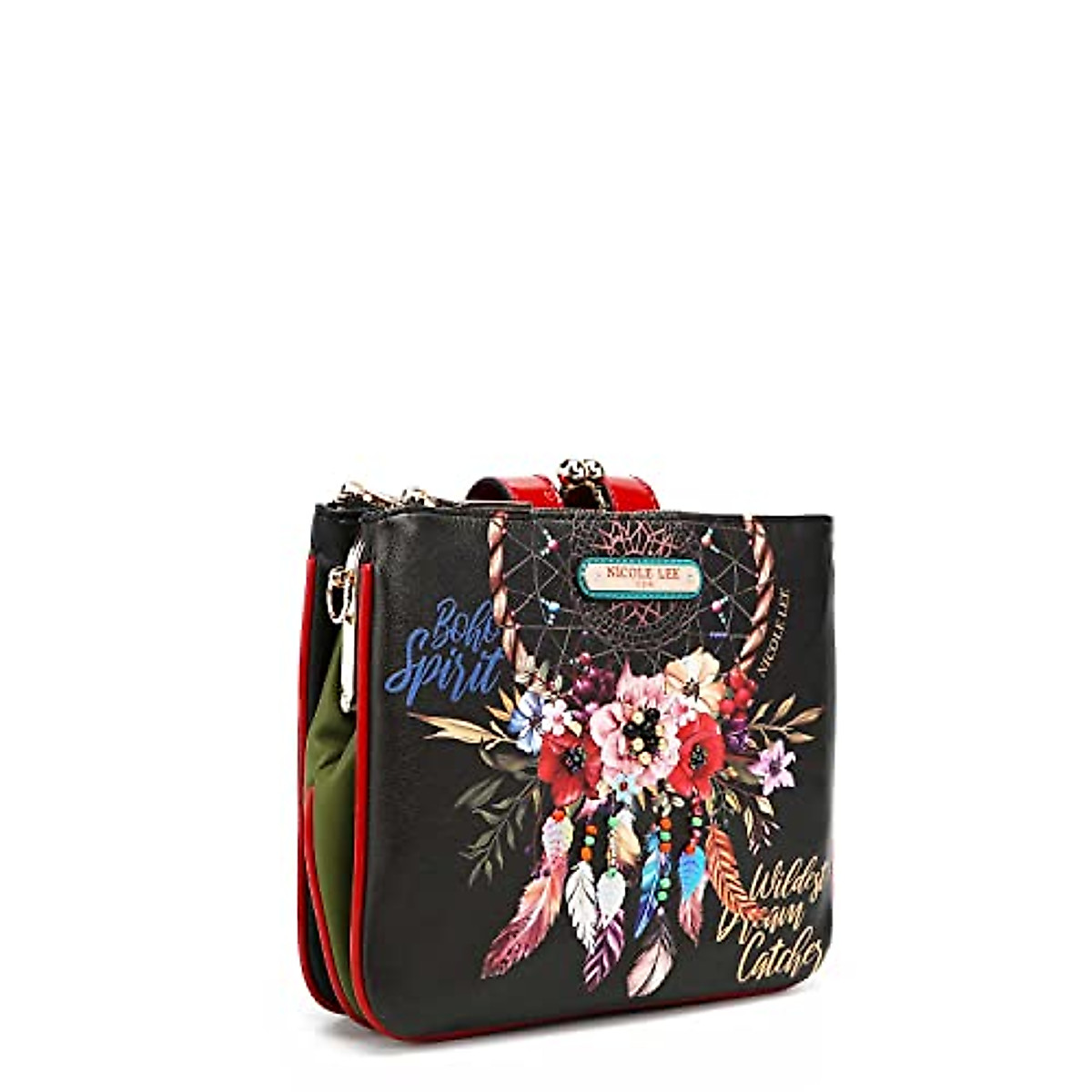 Nicole Lee Bohemian Black Kiss Lock Crossbody