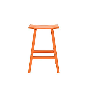Costaelm All-Weather Bar Stools Set of 2, 29" Height Outdoor Bar Stools, Adirondack Poly Patio Bar Stool for Patio, Deck, Kitchen Counter and Garden, Orange