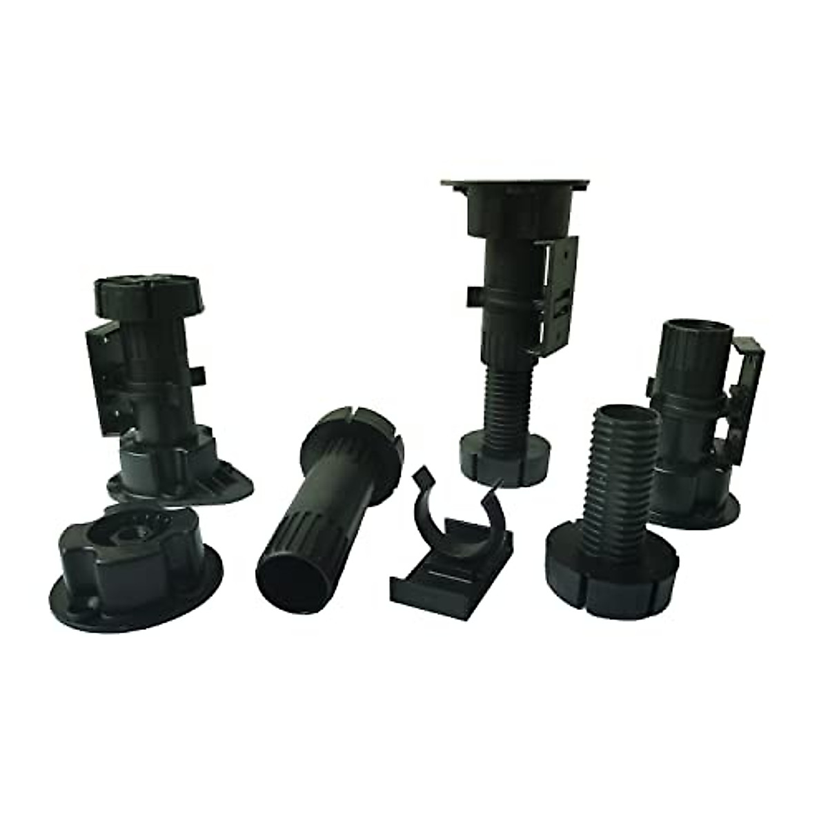 BOSIDETOOL Black Furniture or Cabinet Leveler Legs - Support 330 Lb. per Leg - Adjusts from 3 7/8" to 5 3/8" - 12 Pack