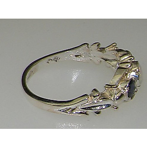 925 Sterling Silver Natural Opal and Sapphire Womens Anniversary Ring - Size 4.25