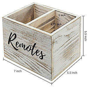 MyGift 2 Slot Shabby Whitewashed Wood Remote Control Holder Caddy/Media Storage Box