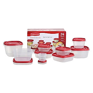 Rubbermaid Easy Find Lids Food Storage Containers, Racer Red, Set of 24 7J98
