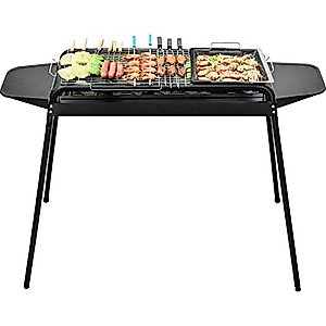 GEEKLLS Charcoal grills Metal BBQ Grill Electric Charcoal Grill Automatic Flip Barbecue Stove For Outdoor Picnic Home Garden Party Roasting