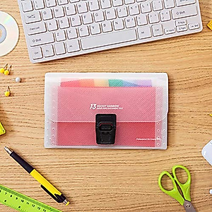 xutong 4 Pack Small Accordion File Organizer with 13 Pocket, A6 Size, Colorful Stylish Appearance, Made from Polypropylene Plastic, Practical and Portable