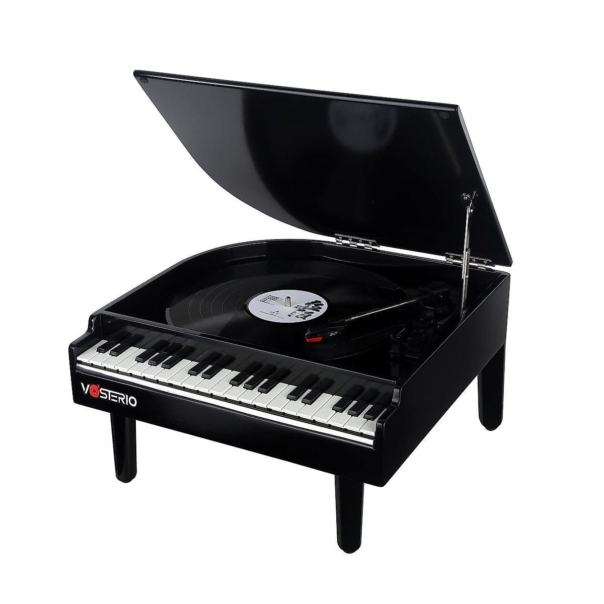 VOSTERIO Turntable HI-FI System with Dual Speakers, Belt-Driven Record Player with Bluetooth, Magnetic Cartridge, Built-in Amplifier