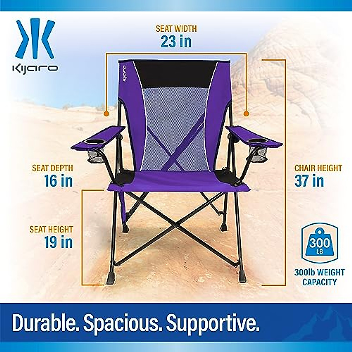 Kijaro Dual Lock Portable Camping Chairs - Enjoy the Outdoors with a Versatile Folding Chair, Sports Chair, Outdoor Chair & Lawn Chair - Dual Lock Feature Locks Position – Kawachi Purple