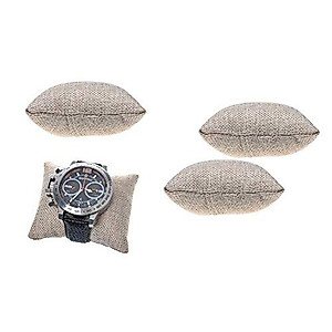 888 Display® 4-Pieces Bracelet Watch Pillow Jewelry Displays (3" x 3", Burlap)