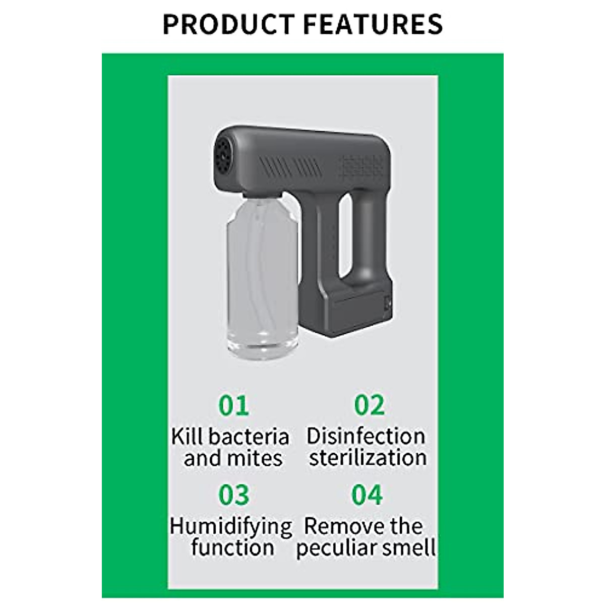 TONHOKJ Steam Gun, Handheld Rechargeable Nano Atomizer 17oz Large Capacity ULV Electric Sprayer Fogger for Home, Office, School or Garden (White)